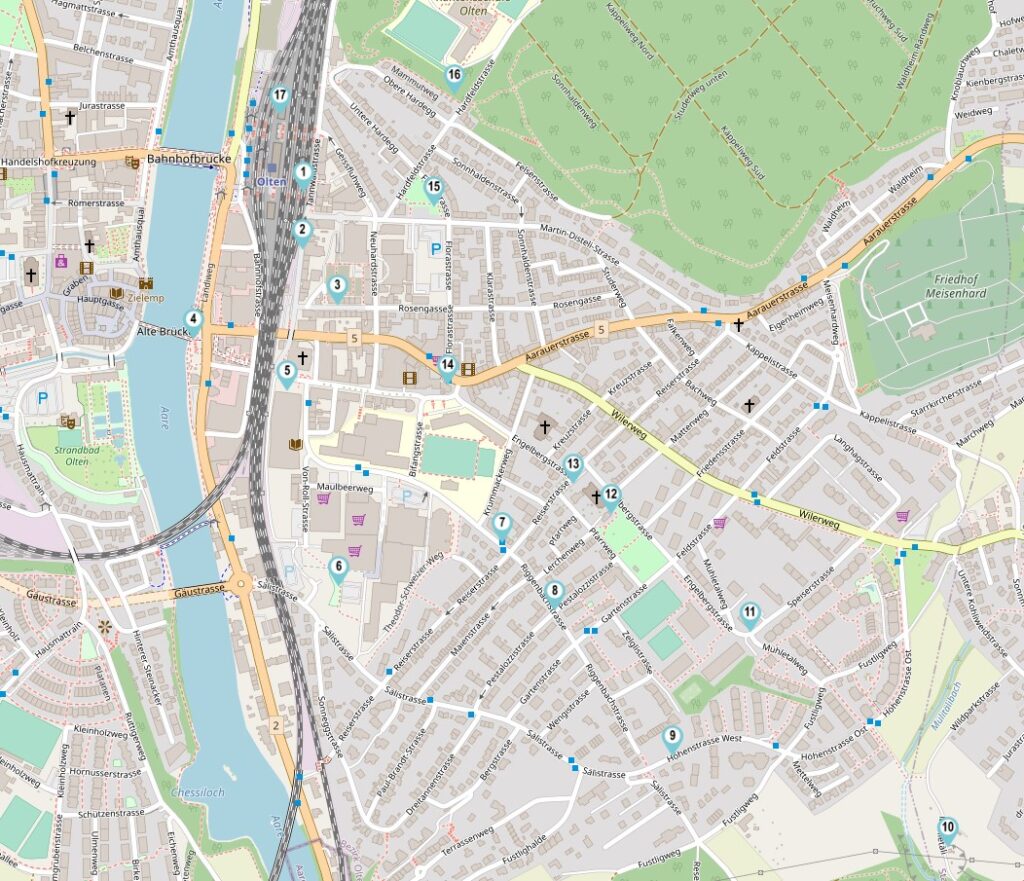 Detektiv-Trail Olten rechtes Aareufer die andere Seite von Olten